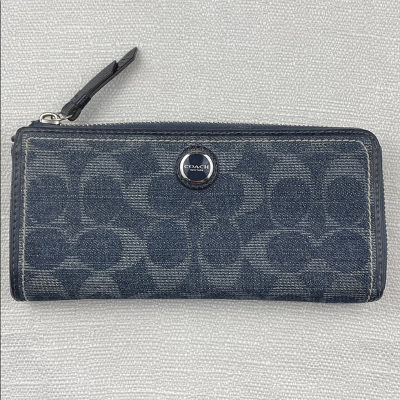 Coach | Bags | Coach Denim Blue Signature Wallet | Poshmark